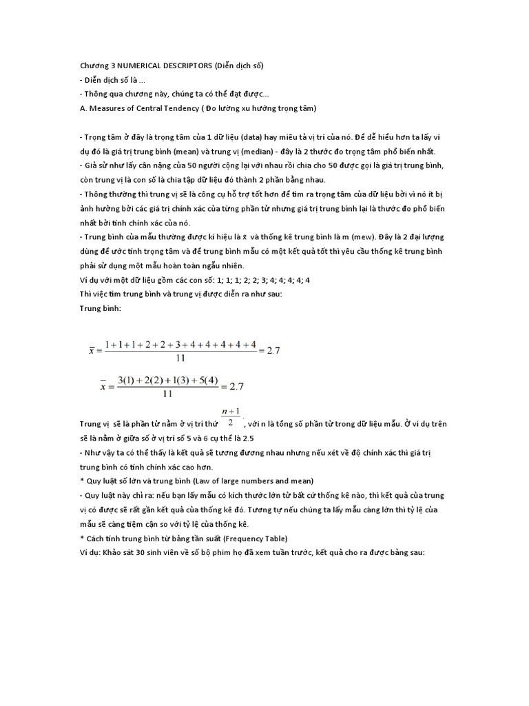 Chương 3 NUMERICAL DESCRIPTORS | PDF