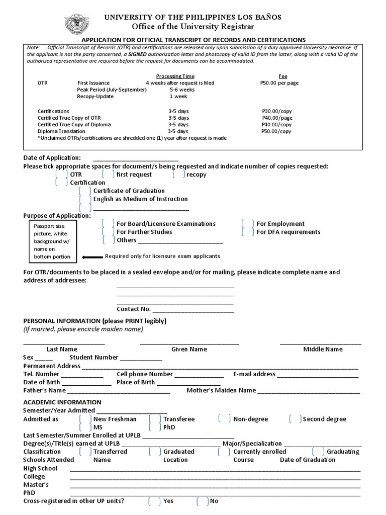 OTR-request-form | PDF