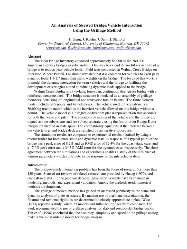 Analysis of Skewed Bridge Using Grillage Method | PDF