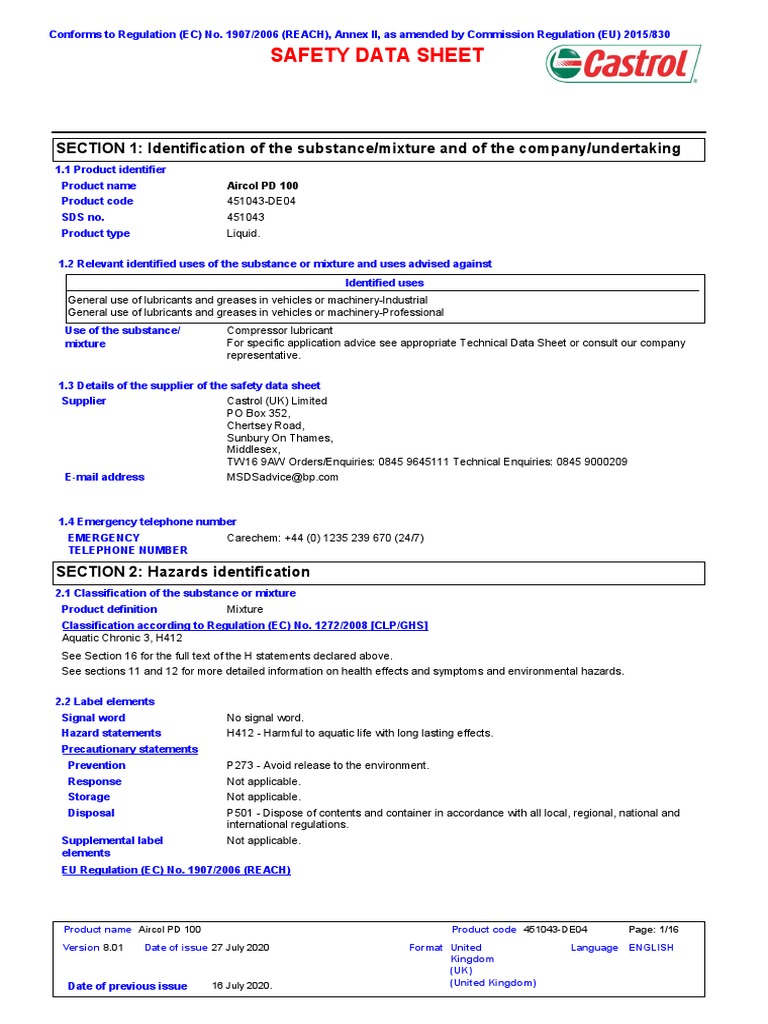Aircol PD 100 451043 | PDF | Personal Protective Equipment | Dangerous ...
