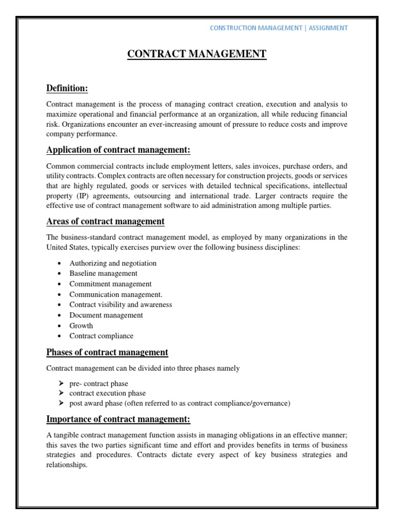 Contract Management | PDF | Economies | Business