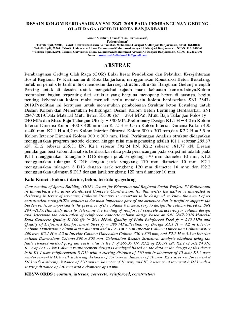 Artikel Skripsi Teknik Sipil Uniska Annur Mahfudi Ahmad | PDF