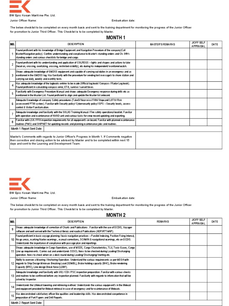 JO To J3O Checklist - 2023 | PDF | Navigation | Water Transport