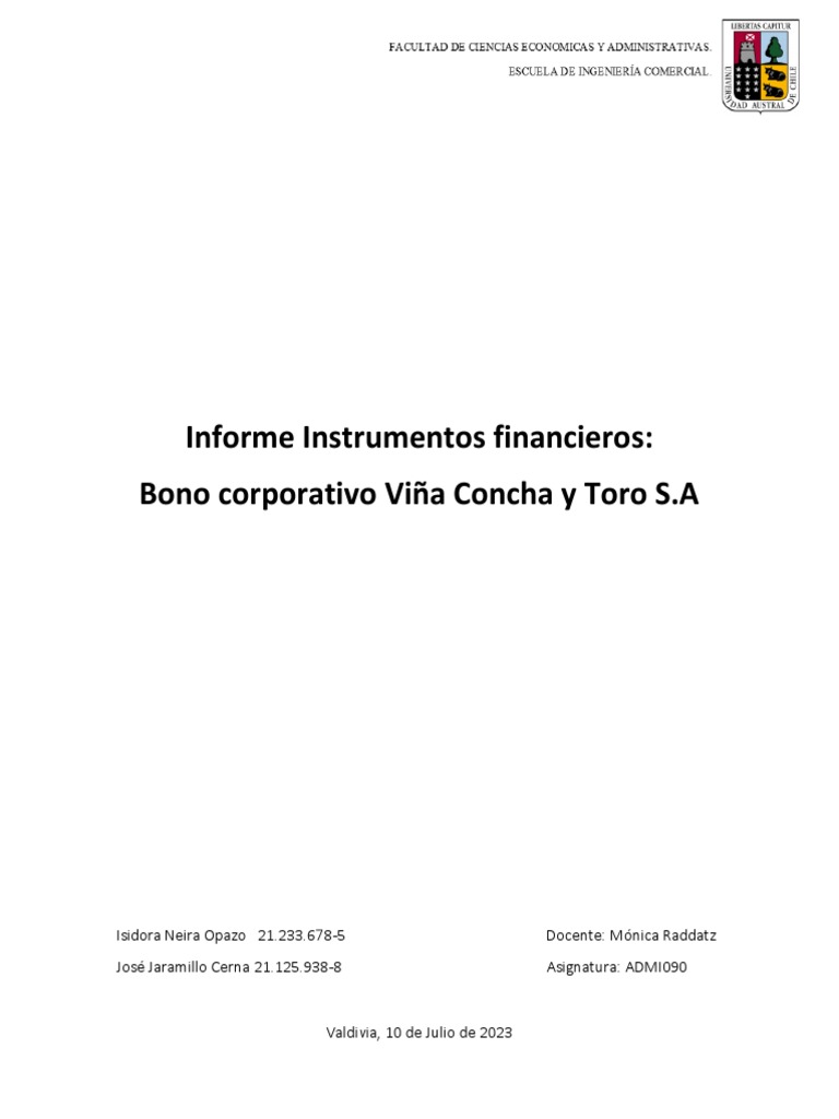 Informe Bonos Corporativos Viña CyT S.a. | PDF | Bonos (Finanzas ...