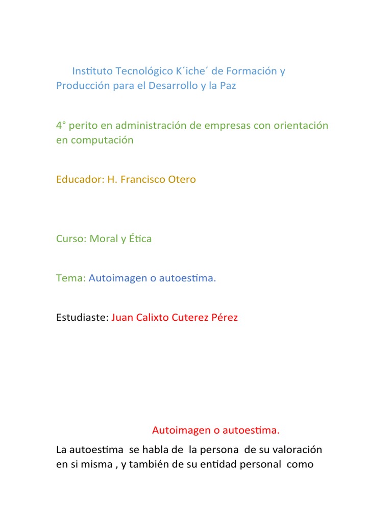 Autoestima | PDF