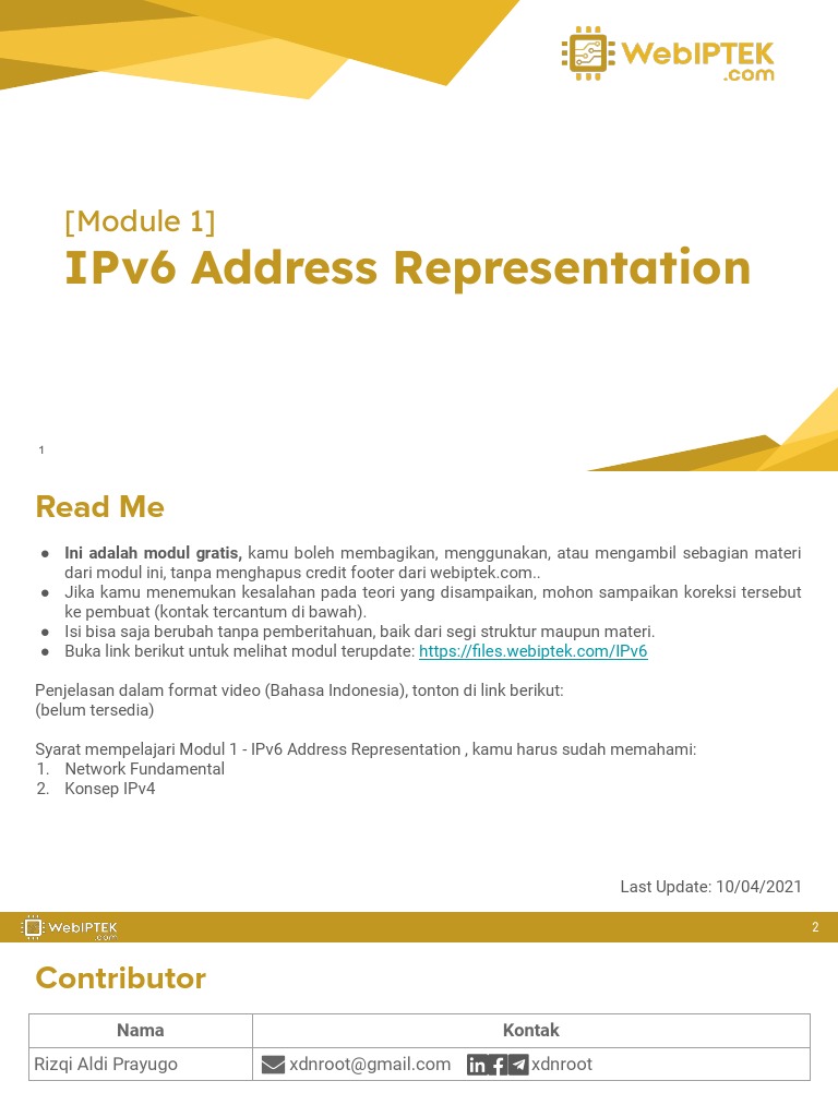Module 1 IPv6 Address Representation | PDF
