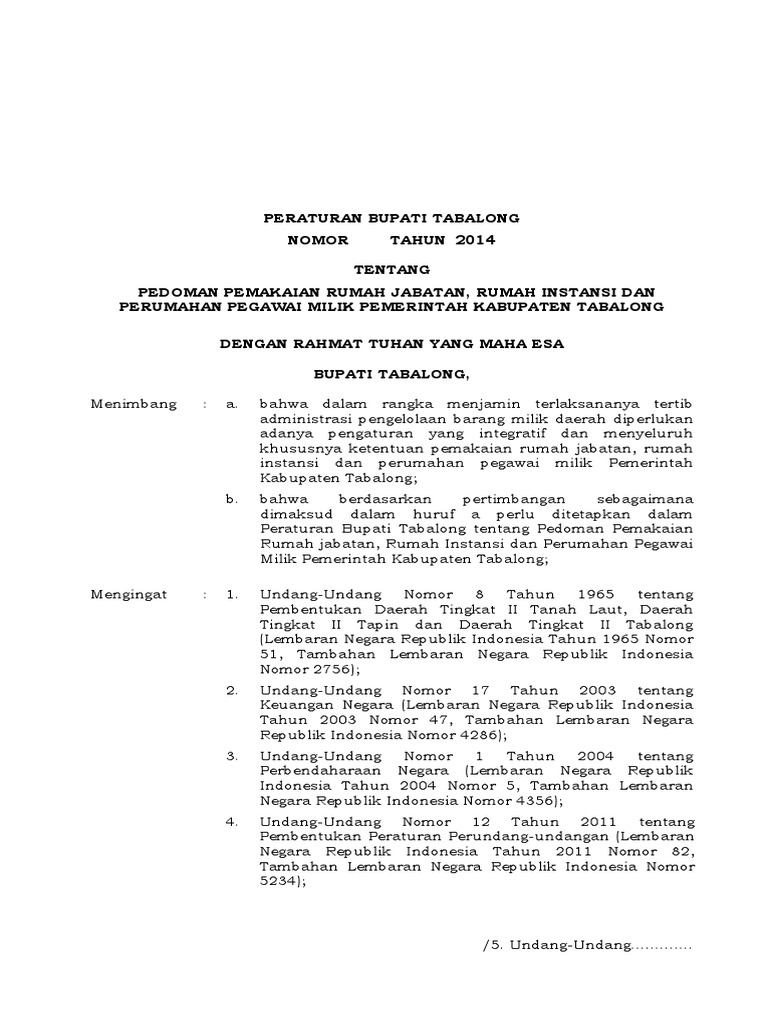 Perbup Rumah Dinas | PDF