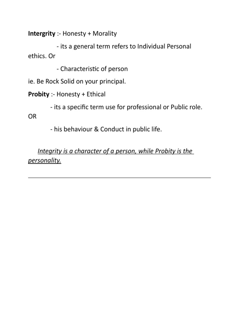 Intergrity:-Honesty + Morality: Personality | PDF | Attitude ...