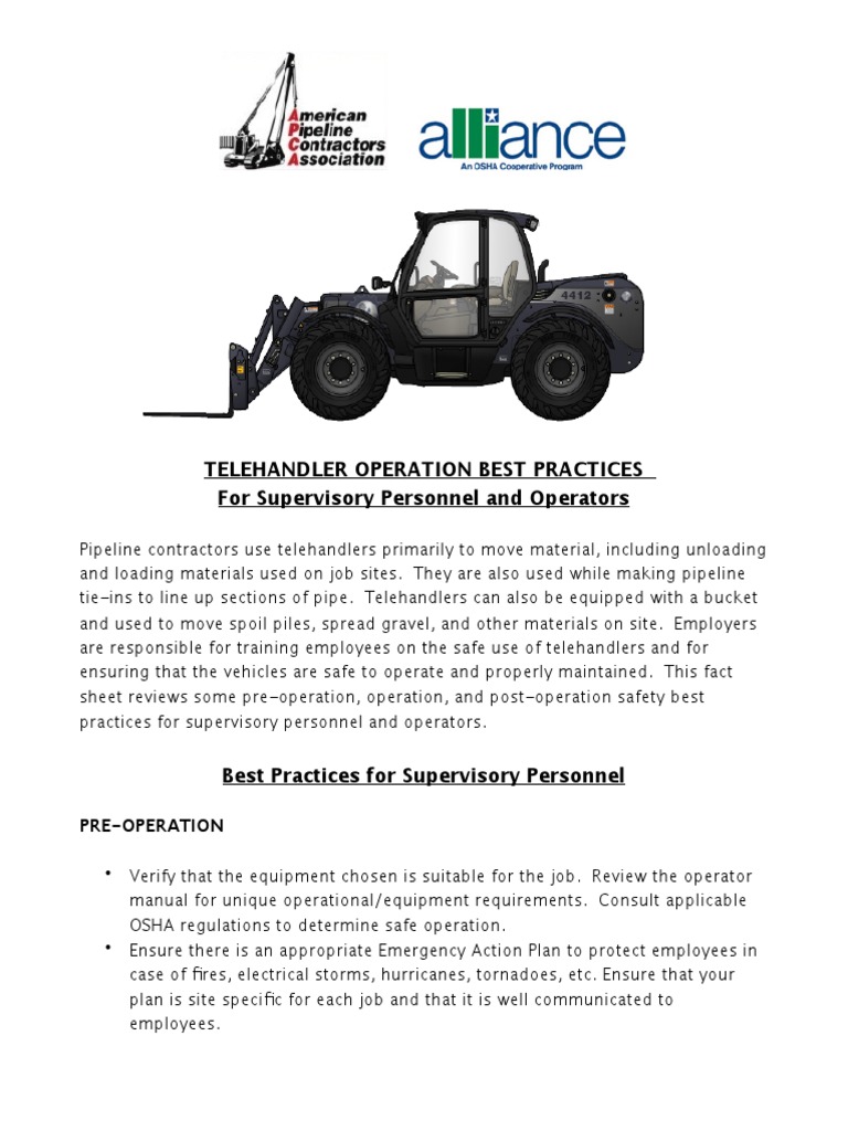 Telehandler Operation | PDF | Occupational Safety And Health ...