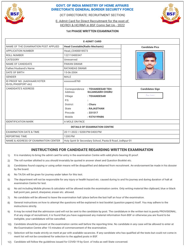 Pawan BSF | Download Free PDF | Identity Document | Government