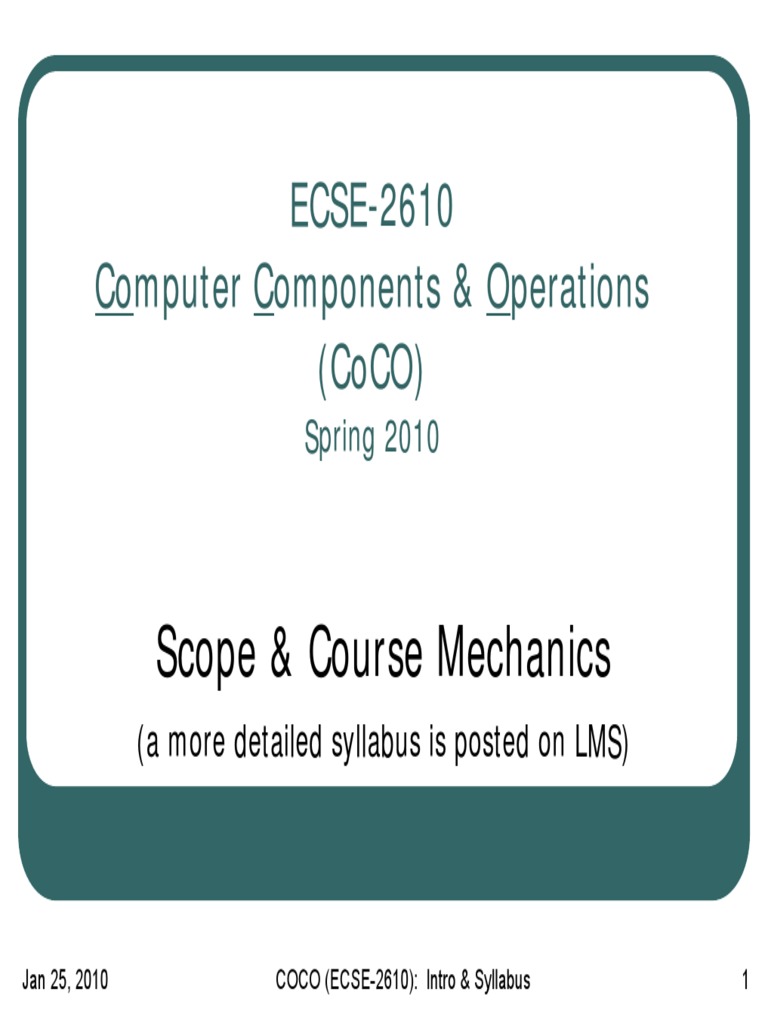 Ecse-2610 Computer Components & Operations (Coco) : Scope & Course Mechanics | PDF | Logic Gate ...