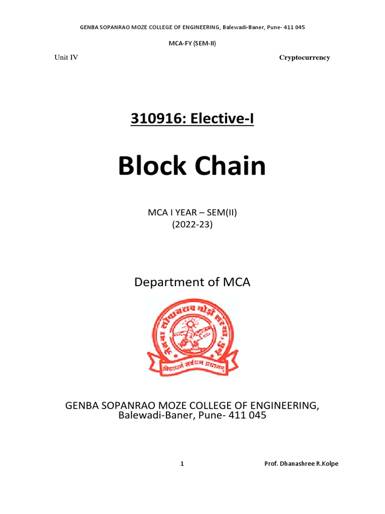 Blockchain Notes-Unit IV | PDF | Cryptocurrency | Bitcoin