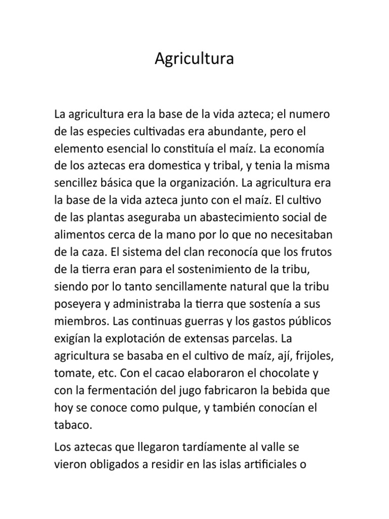 Agricultura de Los Aztecas | PDF