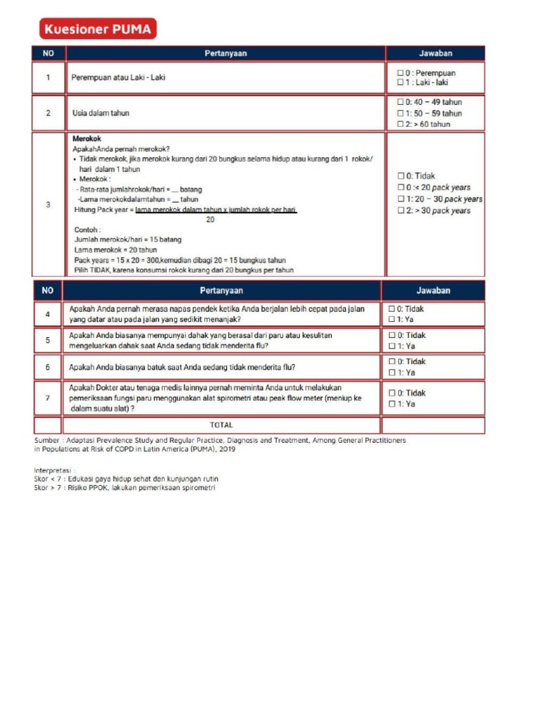 Kuisioner PUMA | PDF