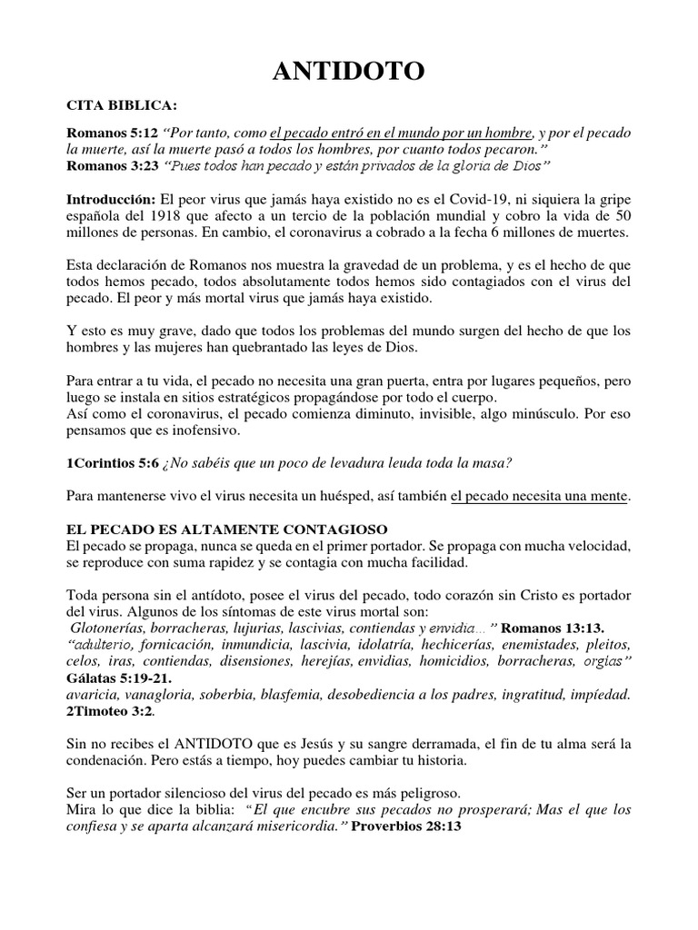 Jesús es el ANTIDOTO | PDF | Cristo (título) | Pecado