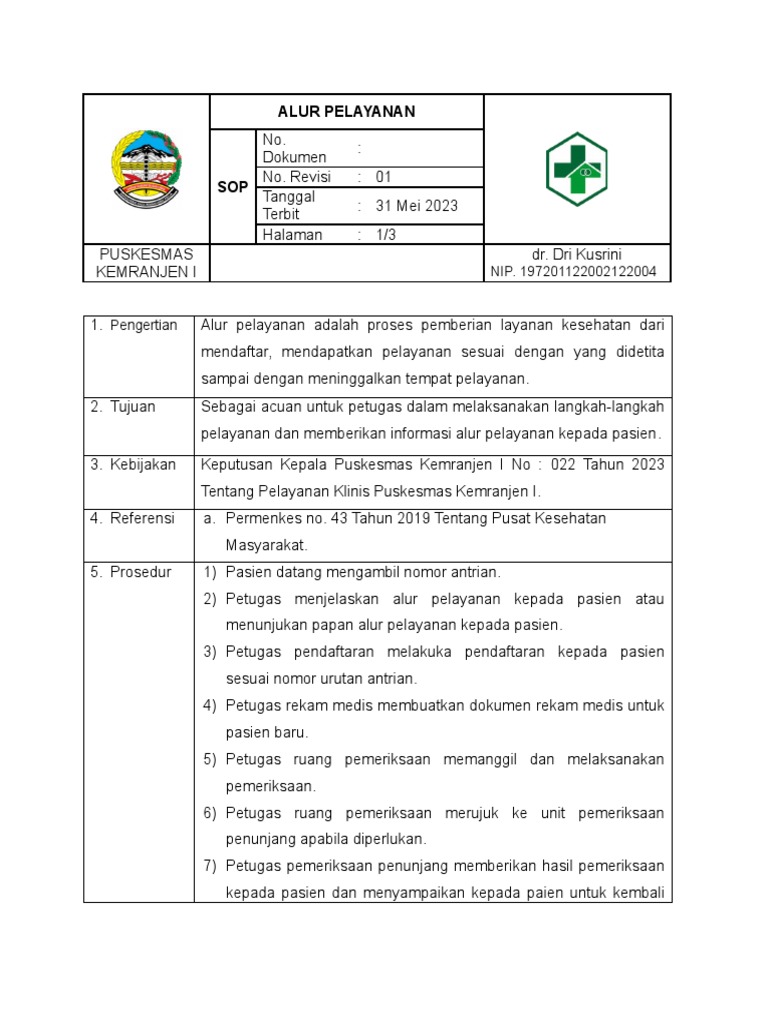 2023 Sop Alur Pelayanan | PDF