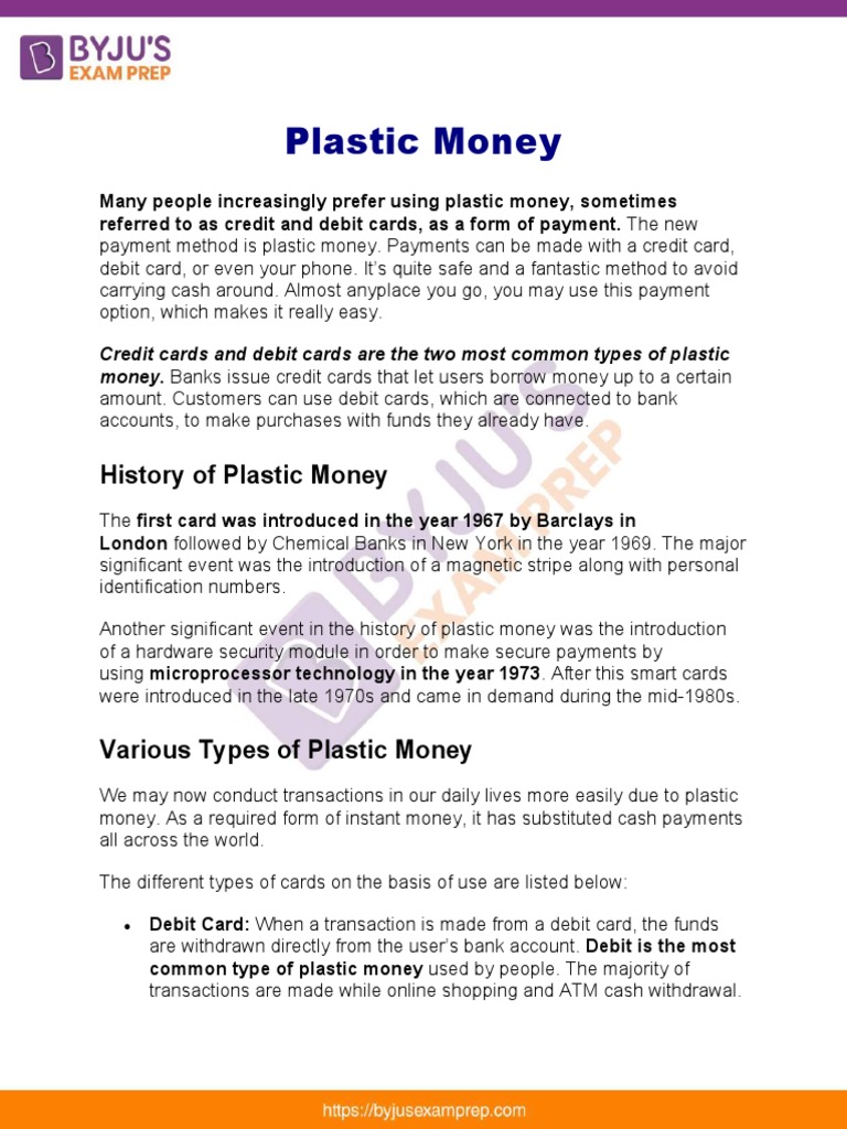 Plastic Money Upsc Notes 74 | PDF
