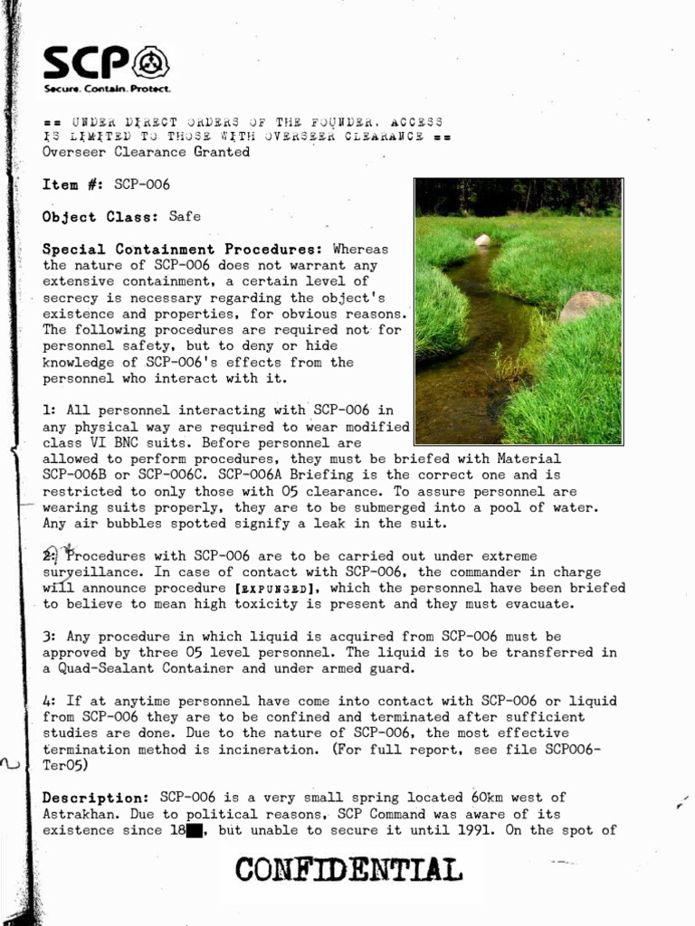 SCP-006: Overseer Clearance Protocols | PDF | Science & Mathematics