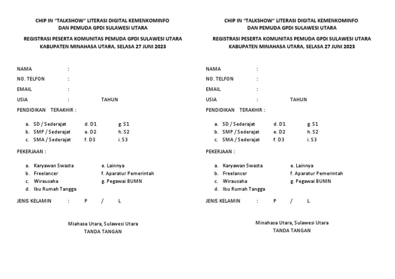 Form Registrasi Manual Offline | PDF