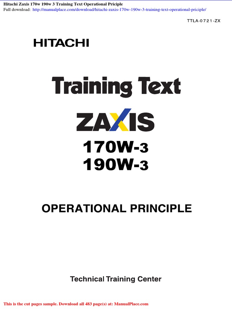Hitachi Zaxis 170w 190w 3 Training Text Operational Priciple | PDF ...