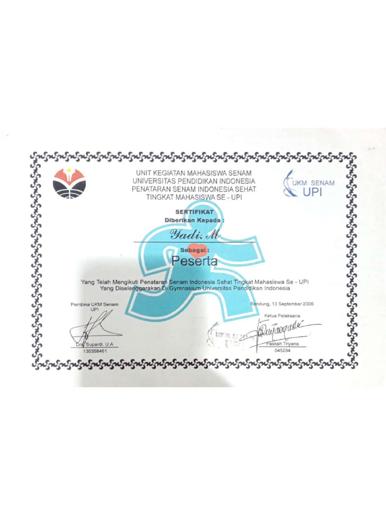 sertifikat senam | PDF