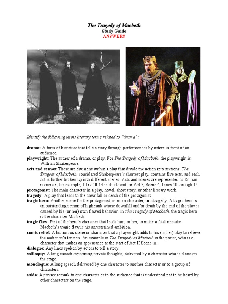 Macbethstudyguideanswersi II | PDF | Macbeth | Play (Theatre)