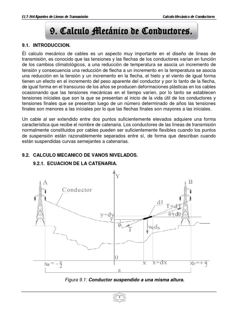 Capitulo 9 Calculo Mecanico de Conductores | PDF | Ecuaciones | Línea de transmisión