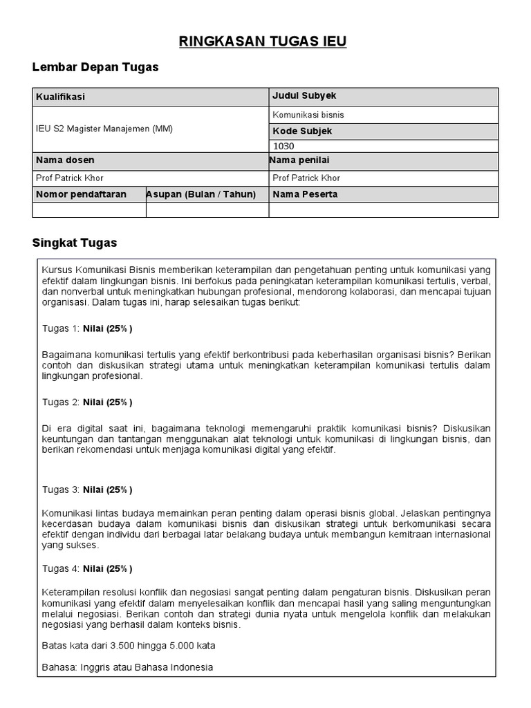Business Communication Essay Submission | PDF