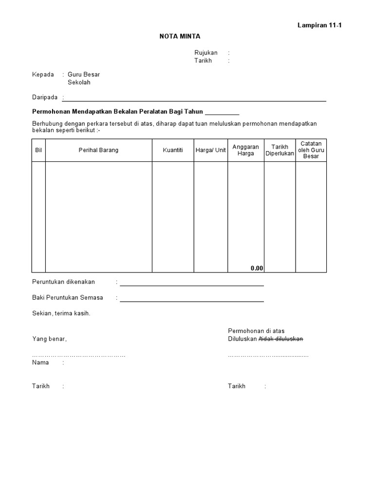 Nota Minta Upload | PDF