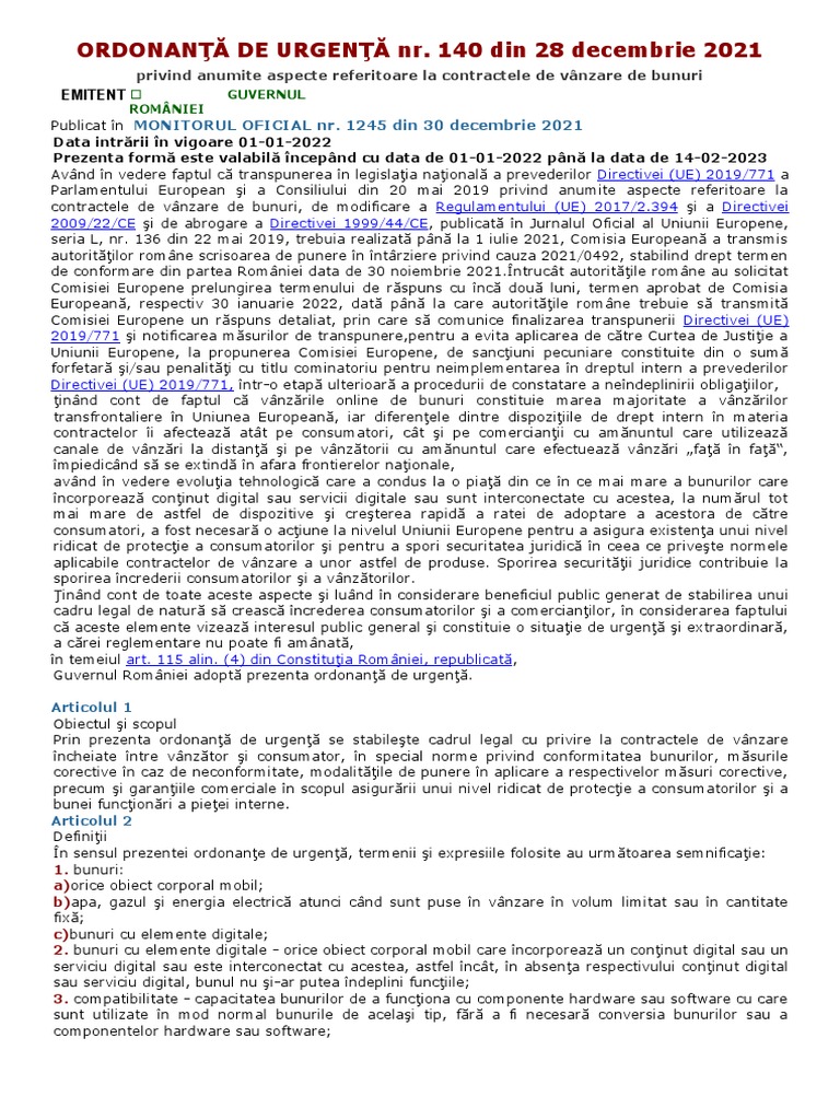 OUG NR 140 Din 28 Dec 2021 | PDF