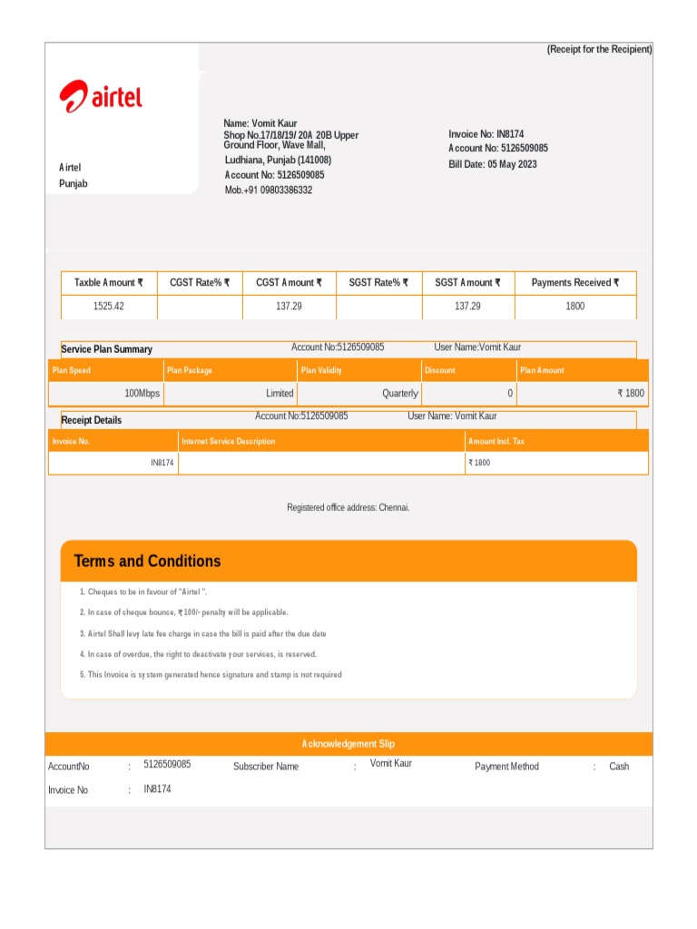 My Broadband Bill May | PDF | Receipt | Invoice