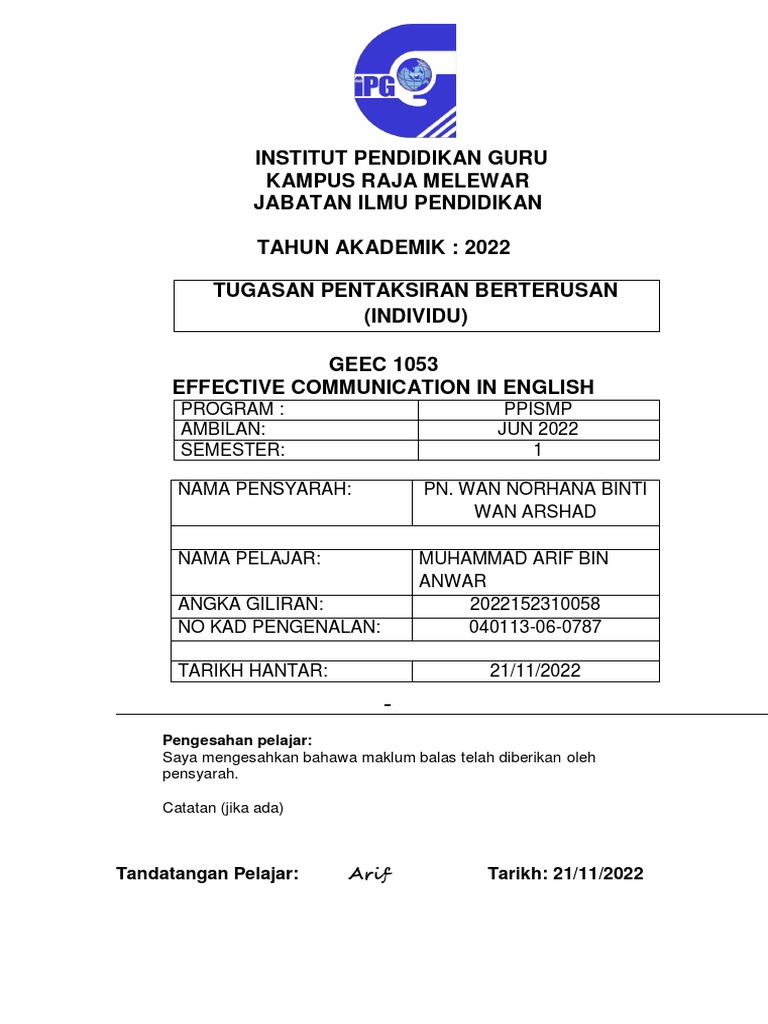 Geec-Muhammad Arif Bin Anwar | PDF | The Mysterious Island | Cognition