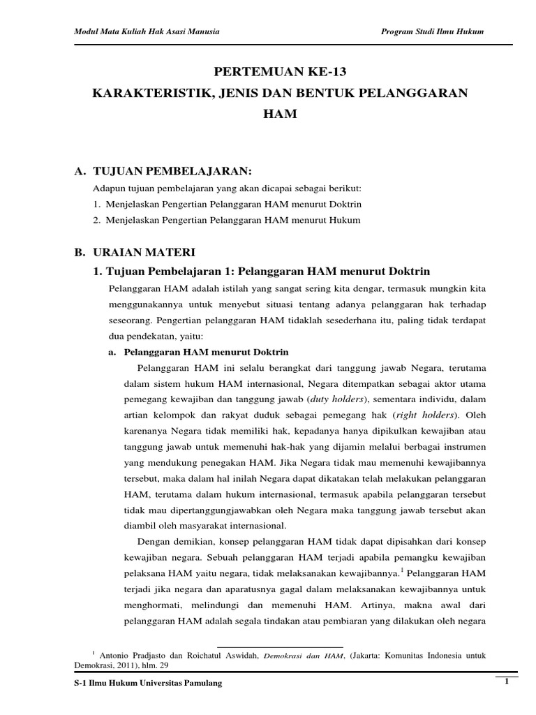Jenis Dan Bentuk Pelanggaran Ham | PDF