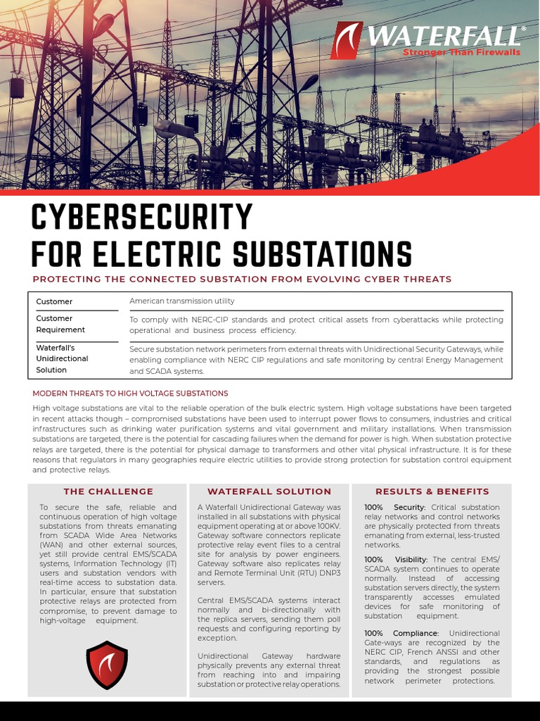 4waterfall Cybersecurity For Electric Substations Use Case | PDF | Electrical Substation | Scada
