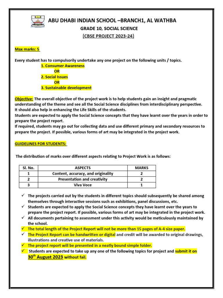 Grade 10 Cbse Project 2023-24 | PDF