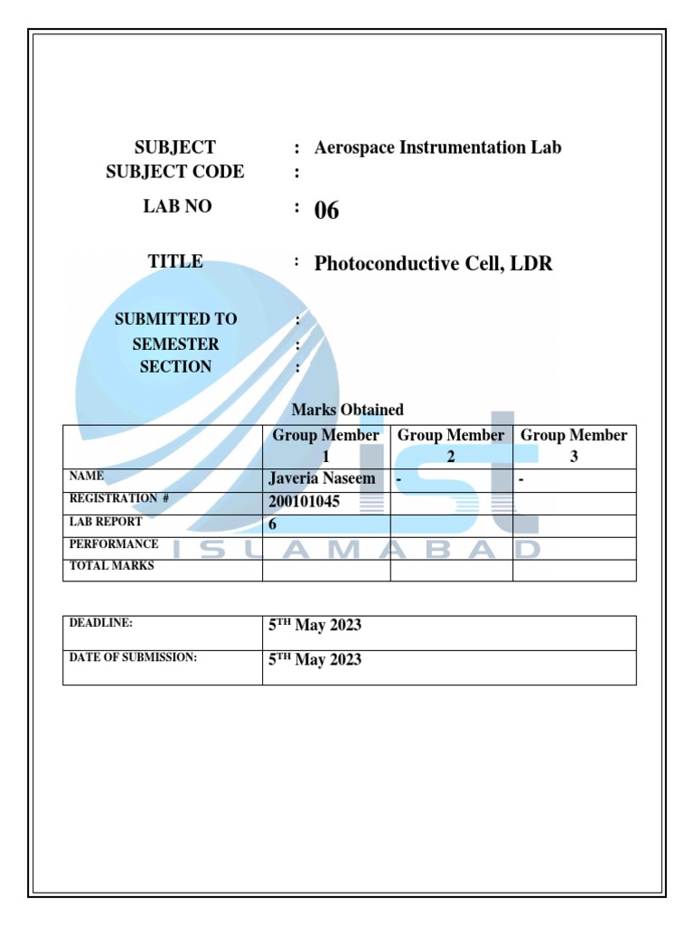 Engineering Lab Report: LDR | PDF | Science & Mathematics