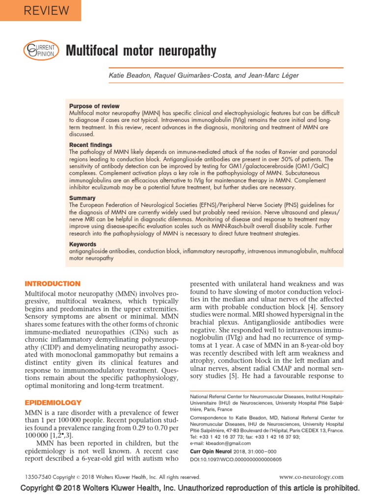 Multifocal Motor Neuropathy | PDF | Peripheral Neuropathy | Causes Of Death