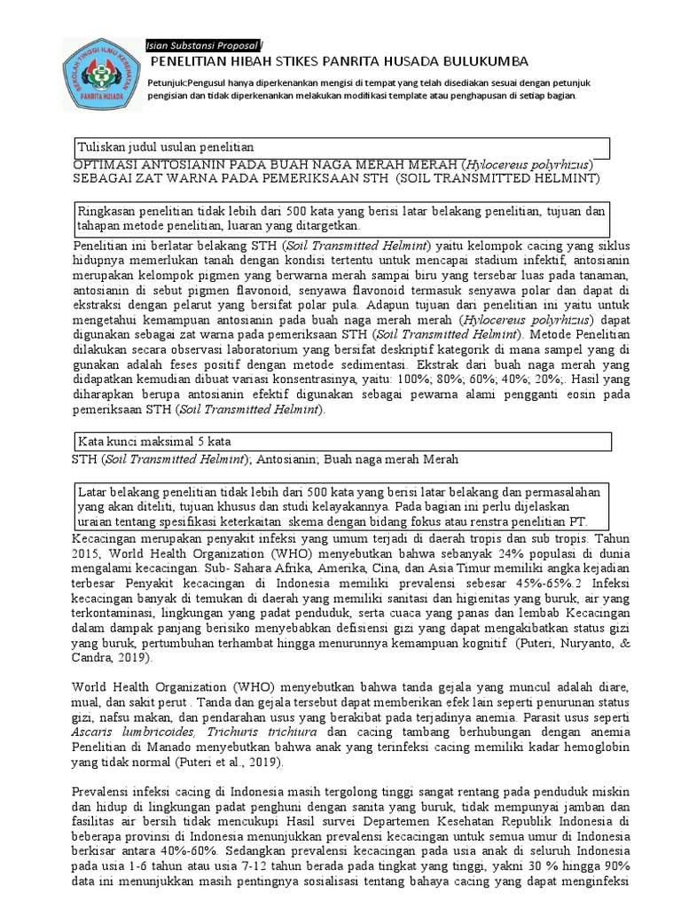 Template Hibah Penelitian Stikes 2023 | PDF | Sains & Matematika