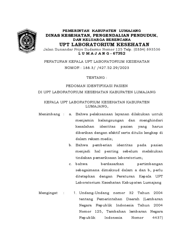 Prosedur Konfirmasi Identitas Pasien | PDF
