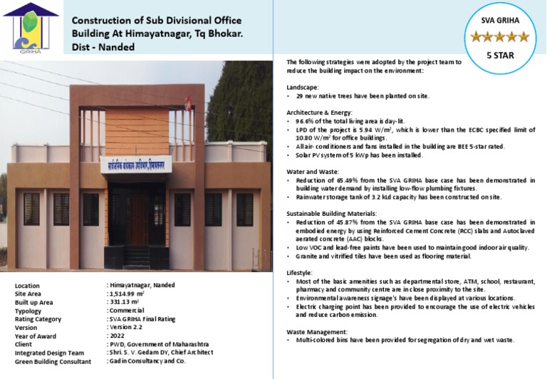 Construction of Sub Divisional Office Building | PDF | Green Building | Economy And The Environment