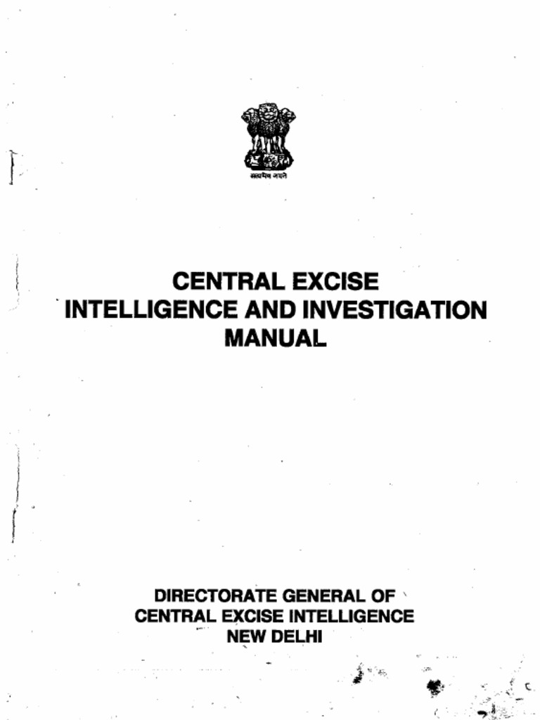 Central Excise Intelligence and Investigation Manual | PDF