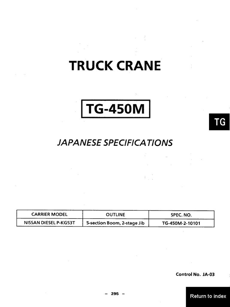 Tadano TG 450m Load Chart | PDF