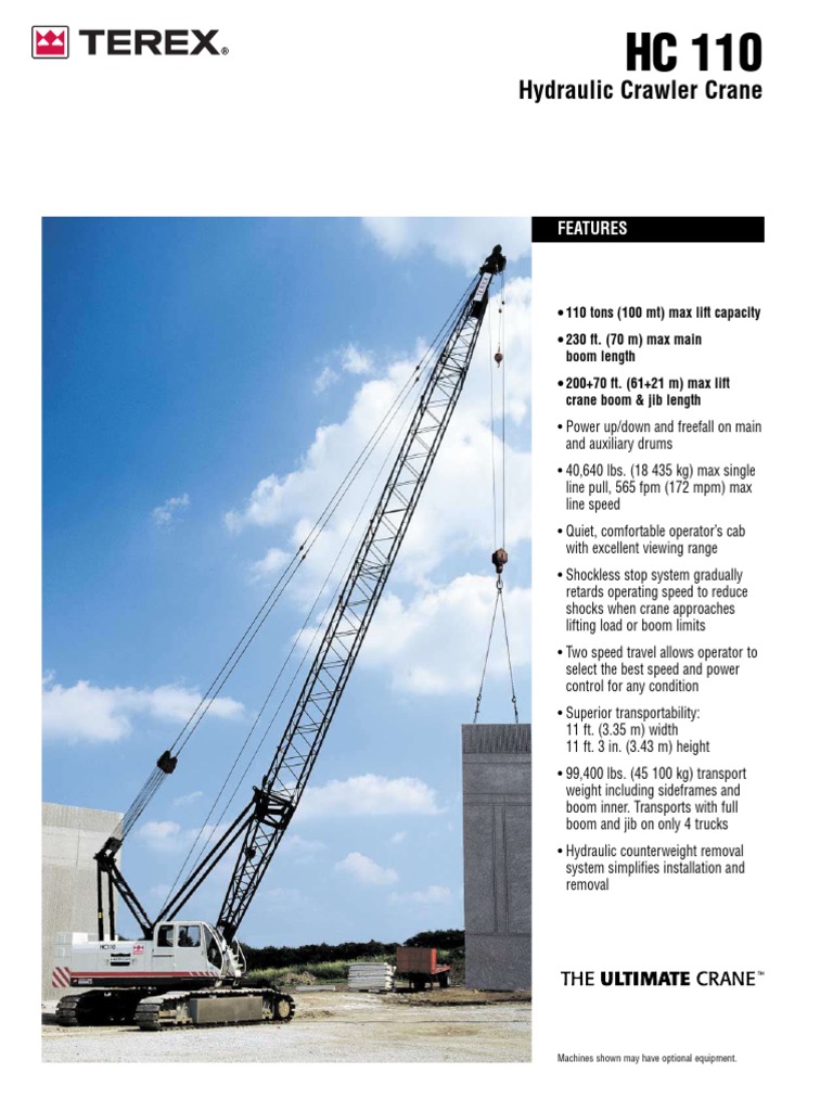 Terex hc110 Load Chart | PDF | Crane (Machine) | Transport