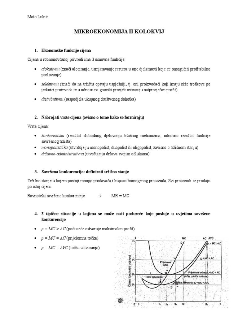 Mikroekonomija Pitanja Za Drugi Kolokvij | PDF