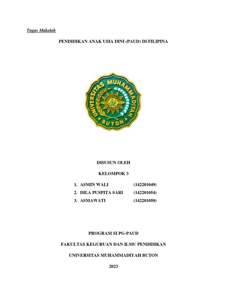 MAKALAH KEL.3 PENDIDIKAN ANAK USIA DINI DI FILIPINA | PDF MAKALAH KEL.3 PENDIDIKAN ANAK USIA DINI DI FILIPINA | PDF