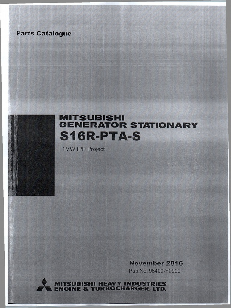 Parts Catalog Mitsubishi Generator Stationary S16r-Pta-S | PDF