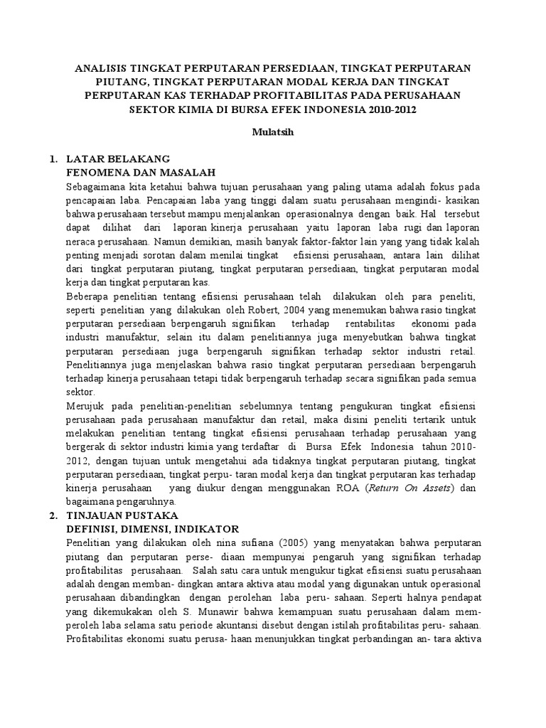 Analisis Tingkat Perputaran Persediaan | PDF
