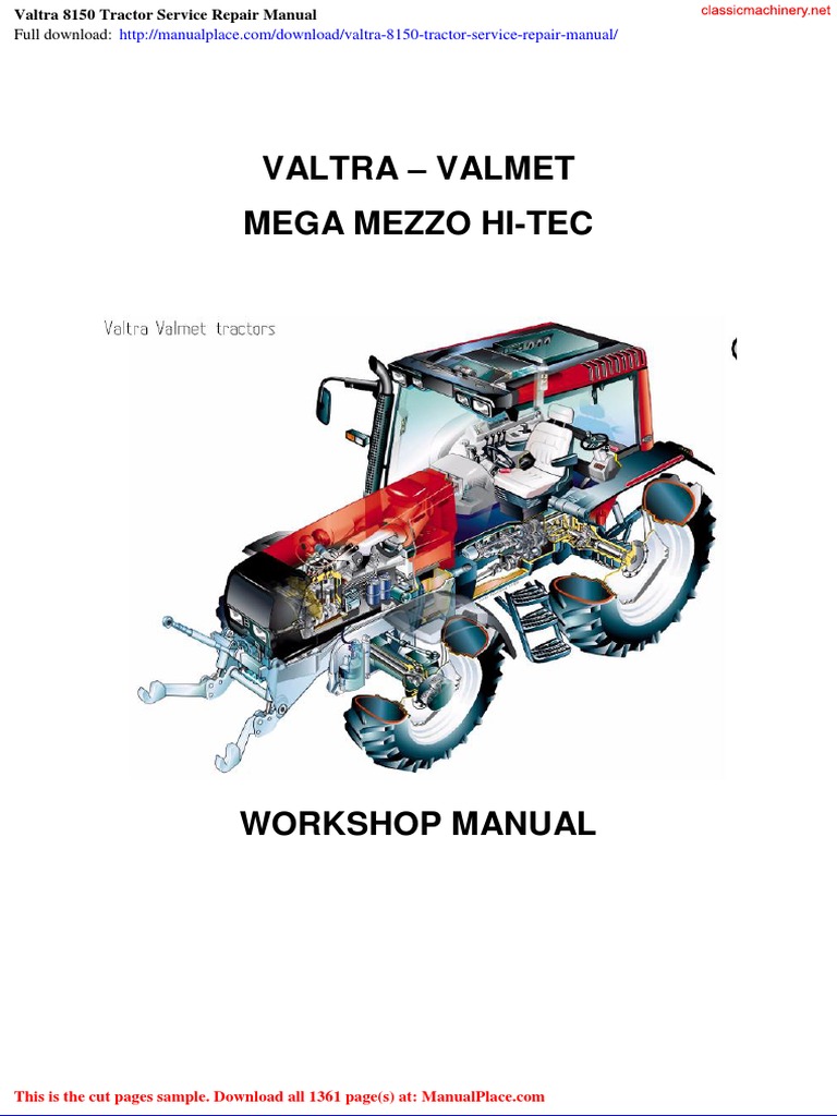 Valtra 8150 Tractor Service Repair Manual | PDF | Clutch | Tractor