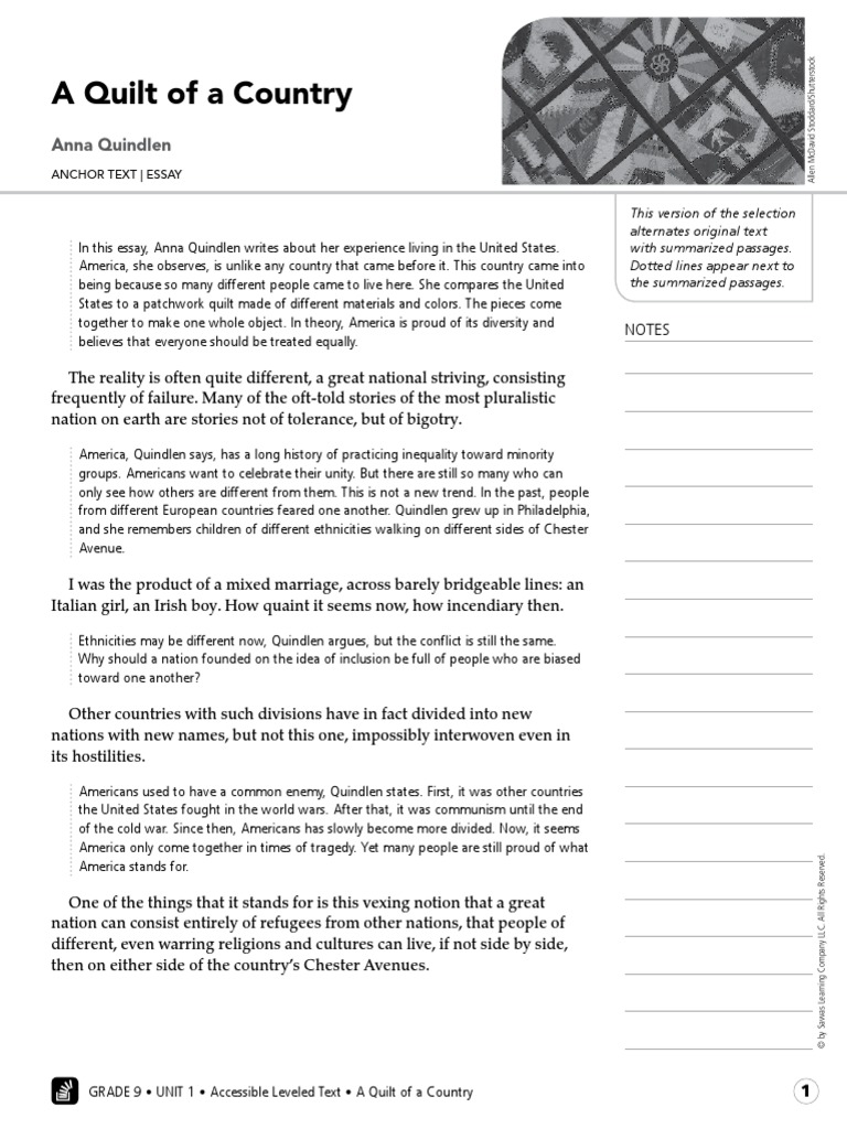 Quilt of A Country - Levelled Text | PDF