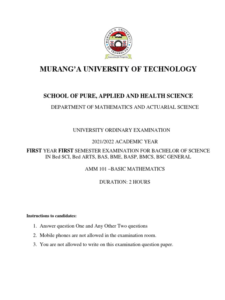 Amm 101-Basic Mathematics | PDF | Mathematics | Mathematical Objects